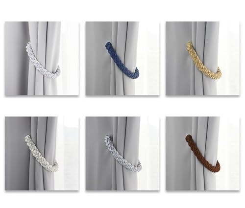 A.Monamour Set of 4 Pieces Magnetic Curtain Tiebacks Strong Magnets Tie Backs Woven Cords Decorative Clips Window Treatment Holdbacks Curtain Holders for Draperies Curtains Drapes - Beige