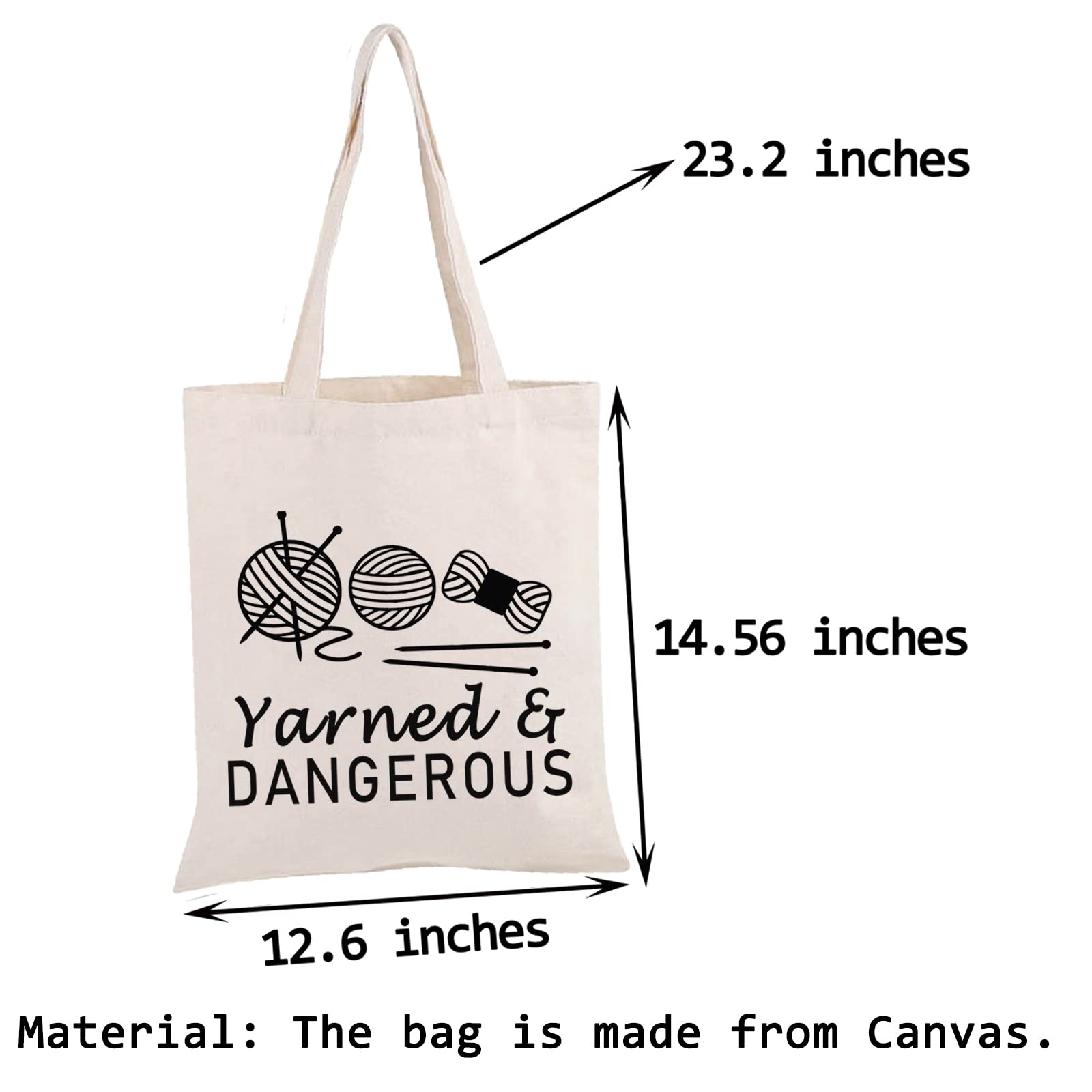 PWHAOO Knitting Project Bag Knitting Gift Yarned and Dangerous Yarn Tote Bag Knitting Bag Mothers Day Gift (Yarned and Dangerous Tote)