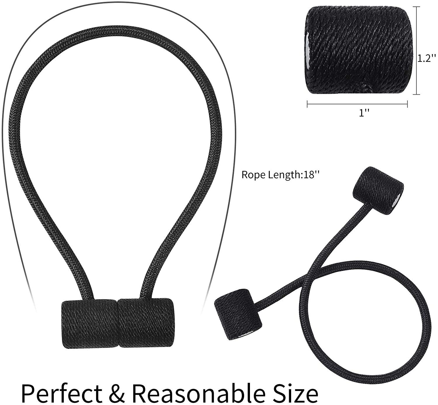 2 Magnetic Curtain Tiebacks- Drapery Holdbacks, Tie Backs Holdback for Blackout Sheer Window Treatment, Upgrade 2022