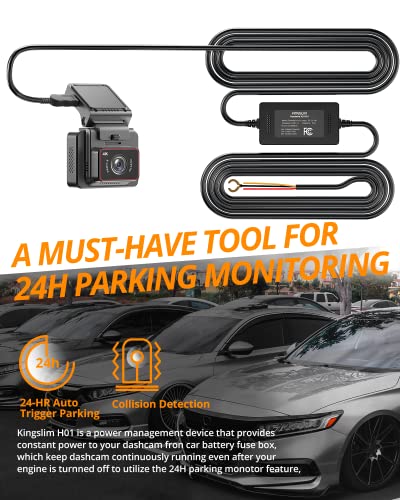 Kingslim Dash Cam Hardwire Kit - Mini USB Hard Wire Kit Fuse for D4 D5 D1 D2 PRO Dashcam, Compatible 12V-24V Vehicles Low Voltage Protection 10.5ft, Black (H01)