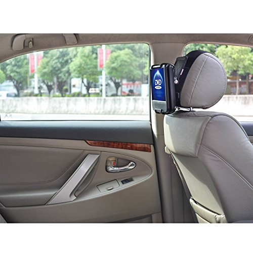 TFY Universal Car Headrest Mount Holder with Angle- Adjustable Holding Clamp for Swivel Screen Portable DVD Players, Black