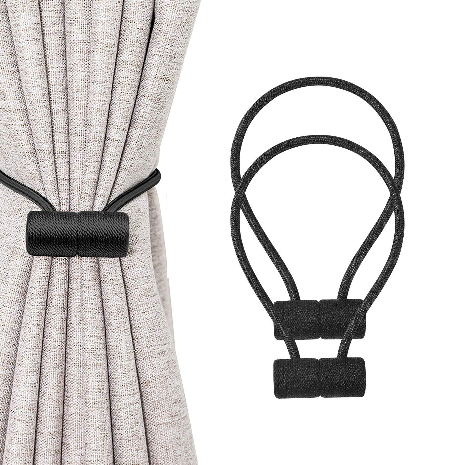 2 Magnetic Curtain Tiebacks- Drapery Holdbacks, Tie Backs Holdback for Blackout Sheer Window Treatment, Upgrade 2022