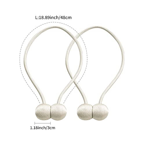 2pcs Magnetic Curtain tiebacks, Modern Style Curtain Ties Drapery Backs Holder Window Hold Curtains Drape Ties Backs for Home Bedroom Office Decorative Curtain (White)