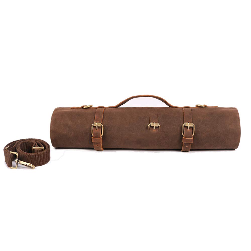 Large Chefâs Knife Roll Bag, Heavy Duty Waxed Canvas Knife Carrier, 11 Pockets Kitchen Cooking Tools Storage Case, Easily Carried By Shoulder Strap ForProfessional Chefs, Culinary School Students
