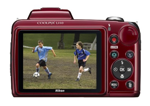 Nikon Coolpix L110 12.1MP Digital Camera with 15x Optical Vibration Reduction (VR) Zoom and 3.0-Inch LCD (Red)
