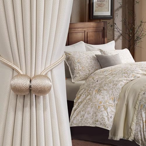 Magnetic Curtain Tiebacks 2 PackRope Decorative,Curtain Tie Backs Holdbacks Holders Hooks Clip Buckles for Curtains Drapes, Curtain Ties for Home Bedroom Office Decorative Curtain (Black)