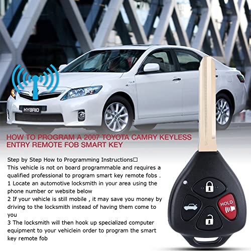 Car Remote Key Fob Replacement fits for Toyota Camry 2007-2010/ Corolla 2009-2010 Vehicles That Use HYQ12BBY with 4D67 Chip (1 PCS)