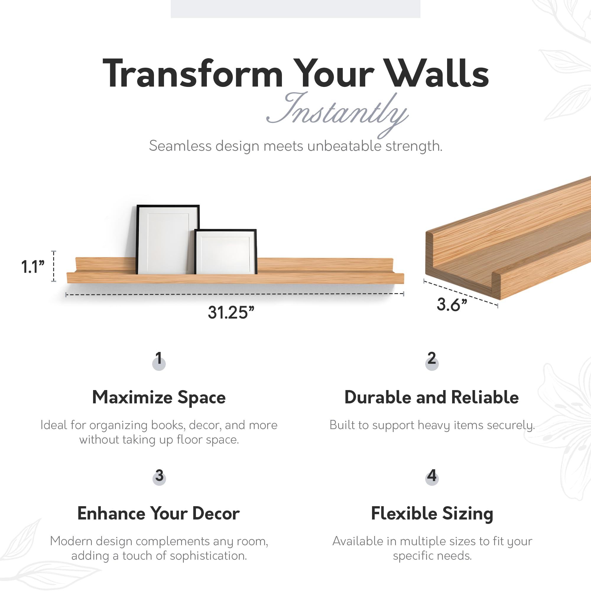 InPlace Shelving 0191826 Stafford Wall Mountable Shelf, Unfinished, 31-Inch Wide by 4-Inch Deep by 5-Inch High