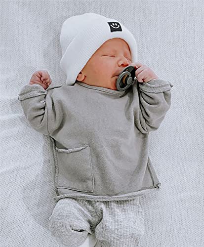 upeilxd Baby Winter Hat Soft Warm Knitted Beanie Hat with Cute Smile Face Beanie Cap for Toddler Boys Girls White