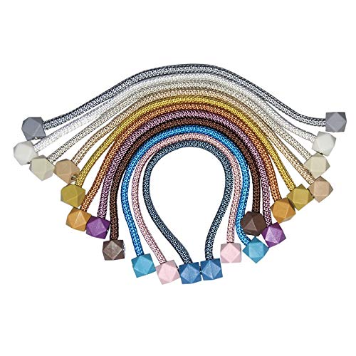 Curtain Tiebacks 2Pc Magnetic Curtain Tieback Holdbacks Buckle Clip Strap Magnet Pearl Ball Tie Backs Curtain Hanging Rods Rope Room Accessoires Curtain Holdbacks (Color : Purple, Size : 46cm)