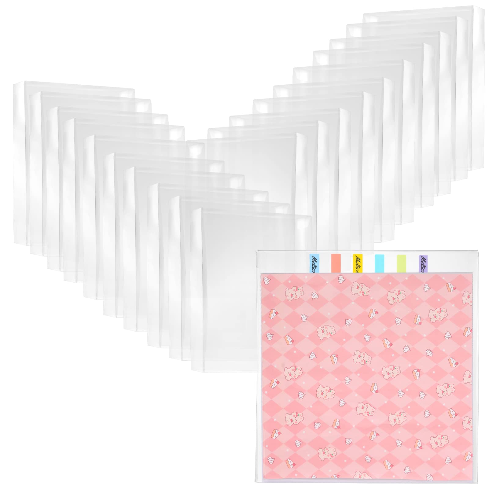 20 Pieces 12 x 12 Inch Scrapbook Paper Storage Boxes Project Case Plastic Magazines Paper Holder Protector Art Project Case for Scrapbook Paper Photo Stickers Stamps