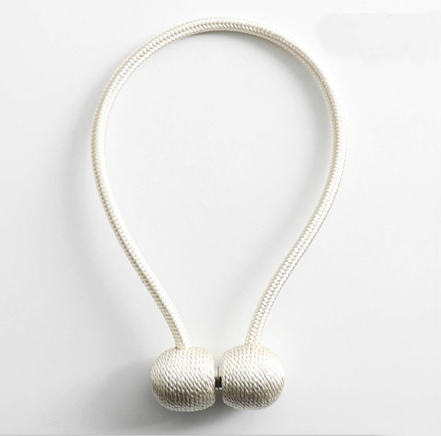 Magnetic Curtain Tiebacks, Decorative Curtain Clips Rope Holdbacks Tie Backs for Home Office Window Decoration, No Drilling and Holes Required, Beige