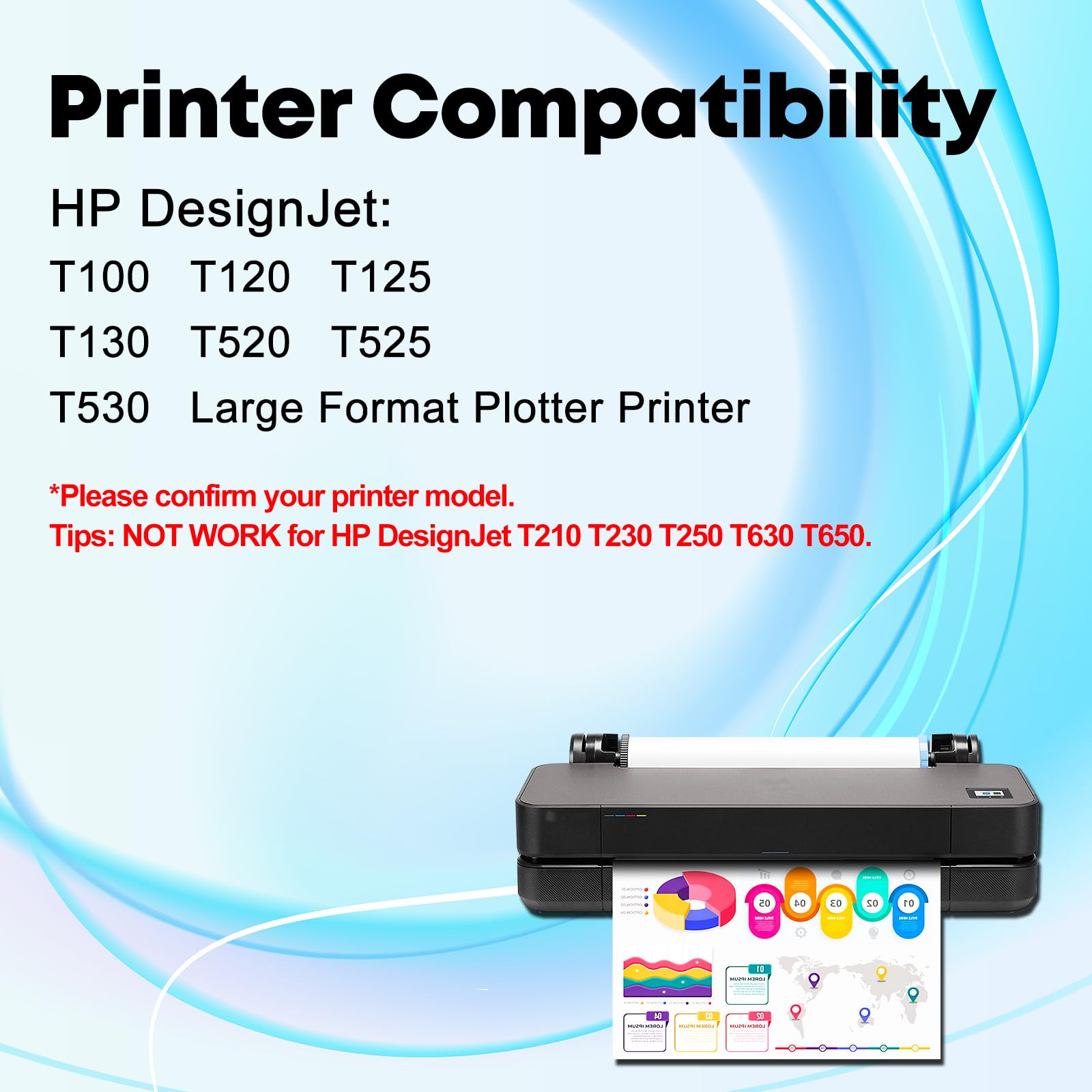 Miss Deer 711XL Designjet Ink Cartridge(CZ133A) Replacement for 711 XL 711XL,Work for DesignJet T120 24-in Printer T520 24-in Printer DesignJet T520 36-in Printer,80-ml (2BK, 1C, 1M, 1Y)
