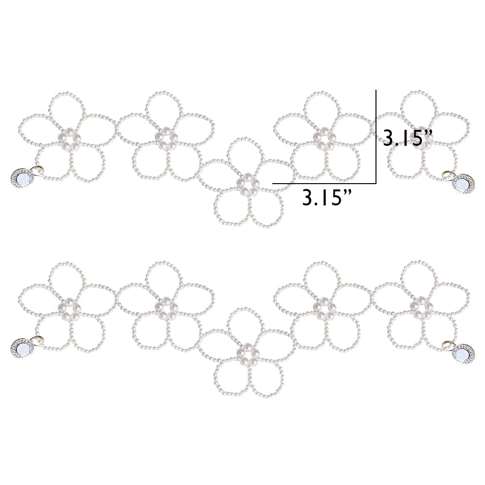 WAYUTO 2 Pack Magnetic Curtain Tiebacks Pearl White Floral Tie Backs for Curtains Drapes Window Flower Curtain Buckle Strap Fancy Cute Creative Elegant for Home Office Bedroom Decorative