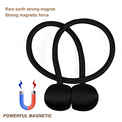 Aosivm Magnetic Curtain tiebacks,Curtain tie Backs,tiebacks for Drapes or Curtains Elegant Decorative Home Bedroom Office (Black, 2)