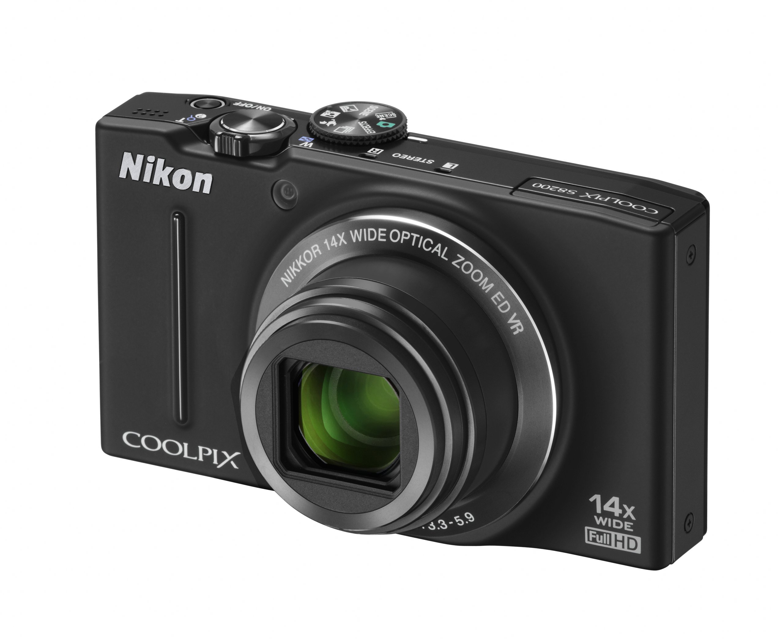 Nikon COOLPIX S8200 16.1 MP CMOS Digital Camera with 14x Optical Zoom NIKKOR ED Glass Lens and Full HD 1080p Video (Black) (Discontinued by Manufacturer)