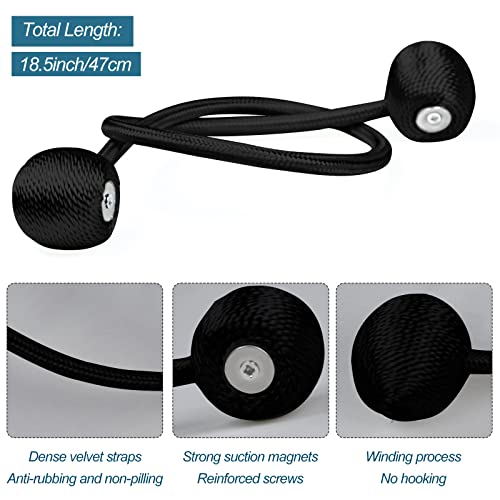 Aosivm Magnetic Curtain tiebacks,Curtain tie Backs,tiebacks for Drapes or Curtains Elegant Decorative Home Bedroom Office (Black, 2)