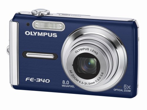 Olympus FE-340 8MP Digital Camera with 5x Optical Zoom (Blue)