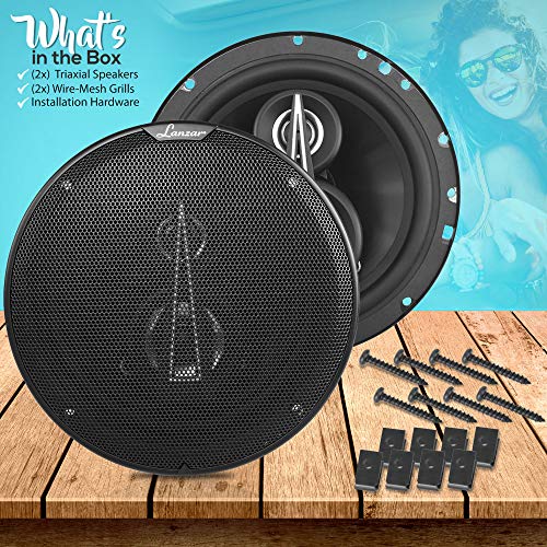 Lanzar Upgraded Standard 6.5" 3 Way Triaxial Speakers - Full Range Sound w/ 200 Watts and 4 Ohms Impedance 2β Titanium Cone Midrange 65 - 20 kHz Frequency Response and 15 Oz Magnet Structure - MX63
