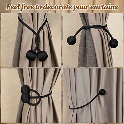 Aosivm Magnetic Curtain tiebacks,Curtain tie Backs,tiebacks for Drapes or Curtains Elegant Decorative Home Bedroom Office (Black, 2)