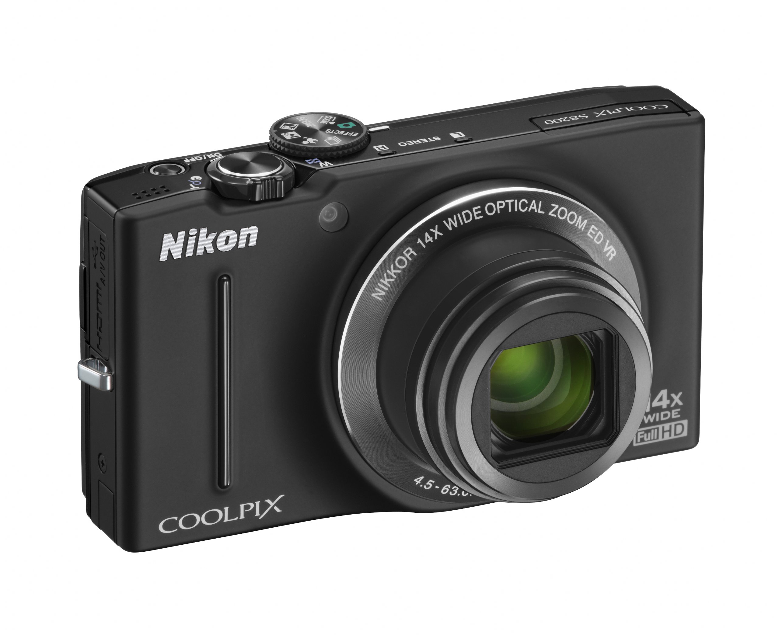 Nikon COOLPIX S8200 16.1 MP CMOS Digital Camera with 14x Optical Zoom NIKKOR ED Glass Lens and Full HD 1080p Video (Black) (Discontinued by Manufacturer)