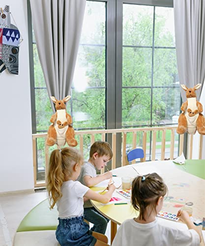 Curtain Tie Back 2 Pack Cute Animals Jungle Kangaroo Cartoon Buckle Curtain Tie Backs for Kids Room,Curtain Holdebacks for Drapery,Window Curtain Tiebacks Holder (Kangroo Yellow)