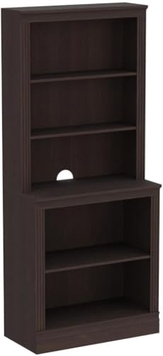 JAHRSTIM Multi-Depth Bookshelves and Bookcase Floor Standing 5 Tier Display Shelves Organizer and Storage, 72in Tall Bookshelf for Home Office, Living Room, Bed Room, Kitchen, Dark Cherry