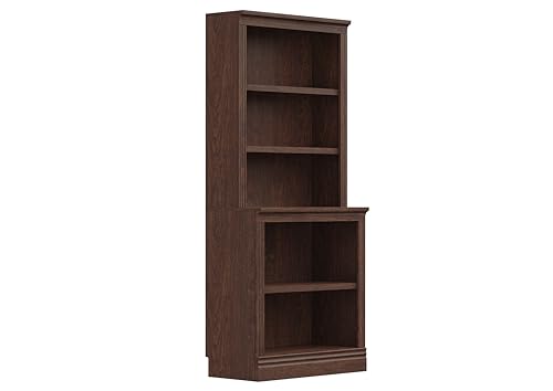 JAHRSTIM Multi-Depth Bookshelves and Bookcase Floor Standing 5 Tier Display Shelves Organizer and Storage, 72in Tall Bookshelf for Home Office, Living Room, Bed Room, Kitchen, Dark Cherry