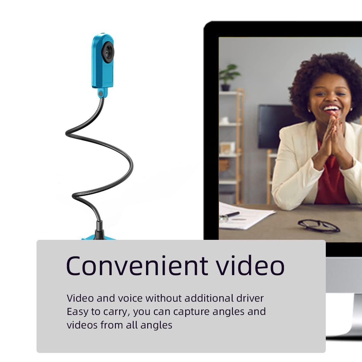 ZSEEWCAM Document Camera (Blue) Ultra High Definition 5MP USB Document Camera — Mac OS, Windows, Chromebook Compatible for Live Demo, Web Conferencing, Distance Learning, Remote Teaching