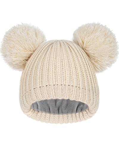 FURTALK Toddler Winter Hat Pom Beanie Fleece Lined Knit Hats for Baby Kids Boys Girls 1-3 Years