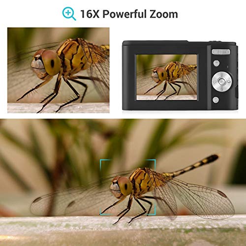 Digital Camera for Kids, Camnoon 48MP Children Camera 2.4-inch IPS Screen Full HD 1080P 16x Zoom 2PCS Rechargeable Batteries Autofocus Vlogging Mini Camera for Boys Girls Teens Students Beginners