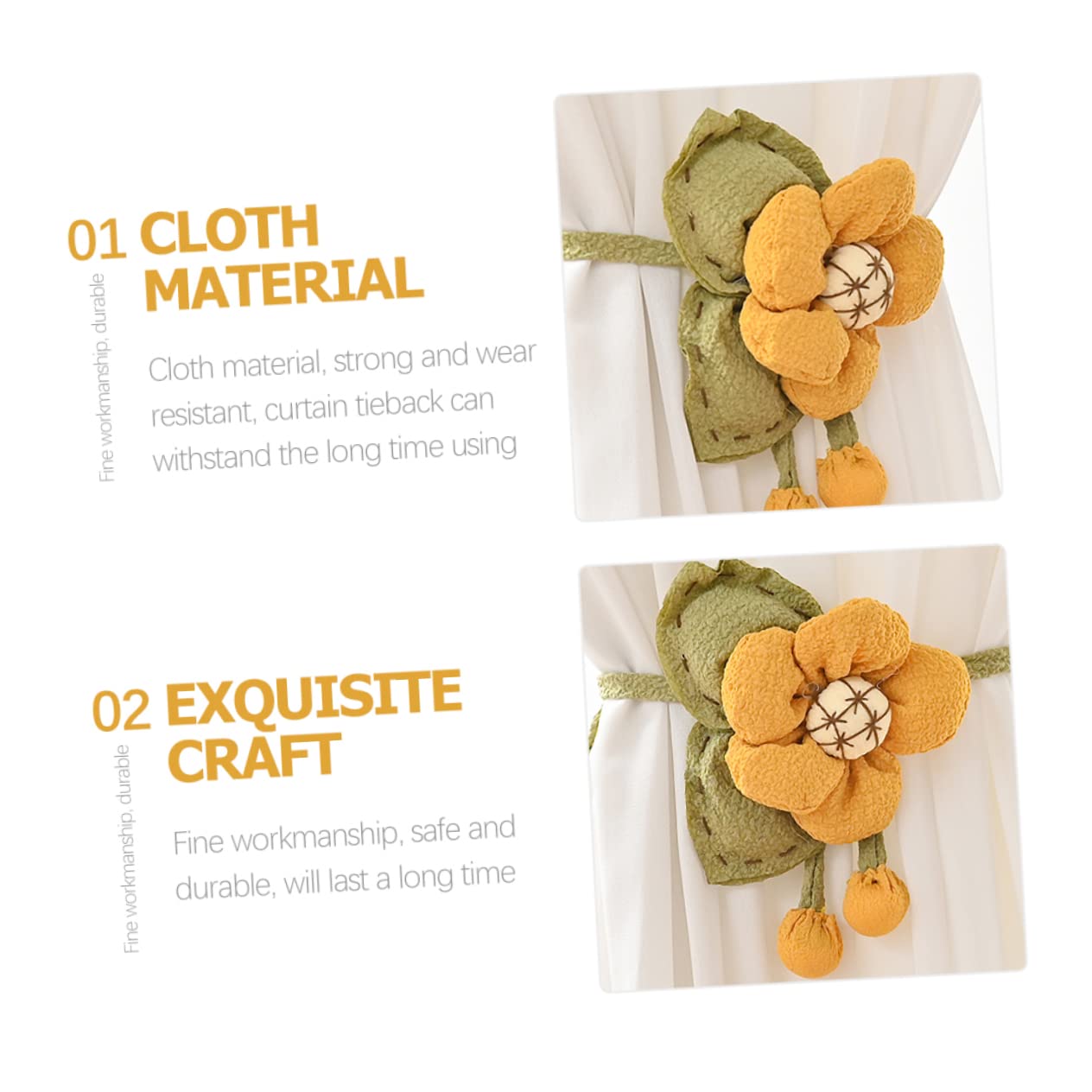 VOSAREA 2Pcs Decor Floral Curtain Tieback Holdback for Living Room Decorations