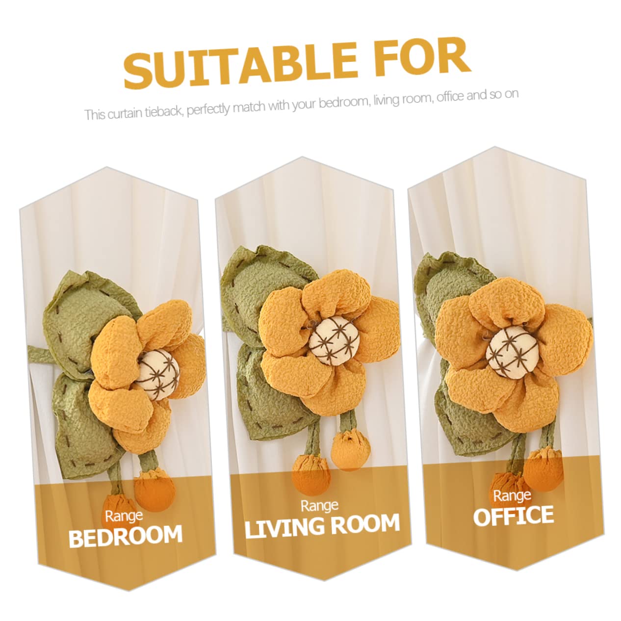 VOSAREA 2Pcs Decor Floral Curtain Tieback Holdback for Living Room Decorations