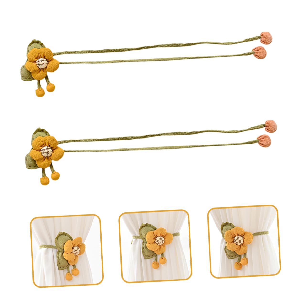 VOSAREA 2Pcs Decor Floral Curtain Tieback Holdback for Living Room Decorations