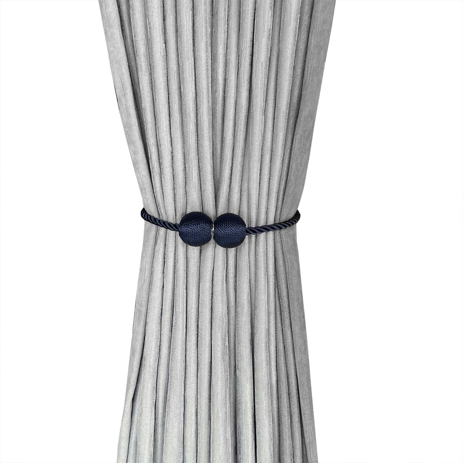 Melaluxe 6 Pack Magnetic Curtain Tiebacks, Decorative Curtain Holdbacks for Window Décor (Navy Blue)