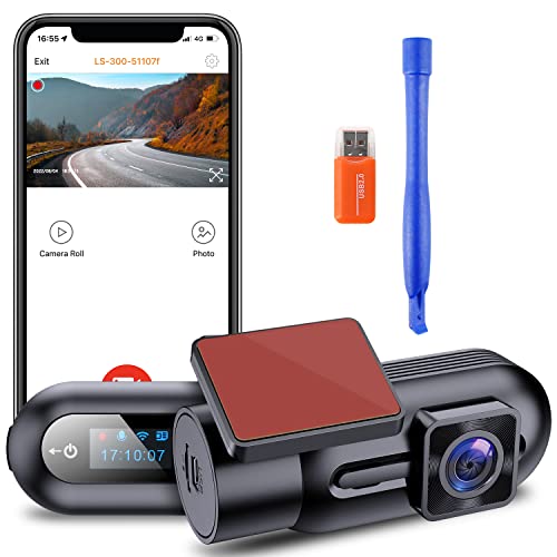 Dash Cam WiFi 1080P FHD Mini Dashcam Front,APP Control Dash Camera for Cars,0.96 Inch Screen,Night Vision,Voice Prompts,Car Camera with G-Sensor,140° Wide Angle,WDR,F1.8 Aperture,Loop-Recording