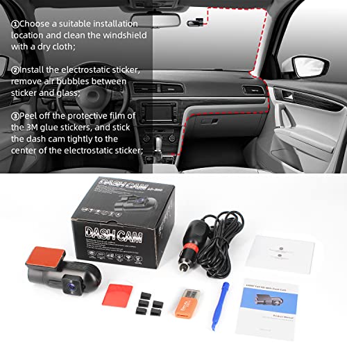 Dash Cam WiFi 1080P FHD Mini Dashcam Front,APP Control Dash Camera for Cars,0.96 Inch Screen,Night Vision,Voice Prompts,Car Camera with G-Sensor,140° Wide Angle,WDR,F1.8 Aperture,Loop-Recording