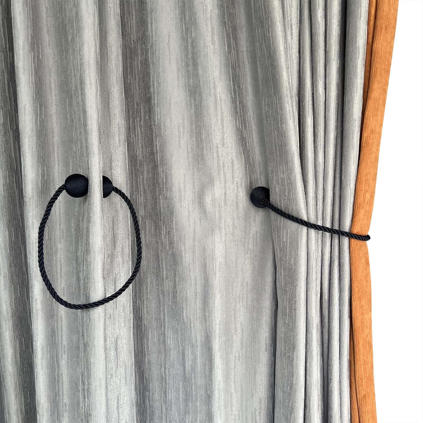 Melaluxe 6 Pack Magnetic Curtain Tiebacks, Decorative Curtain Holdbacks for Window Décor (Navy Blue)