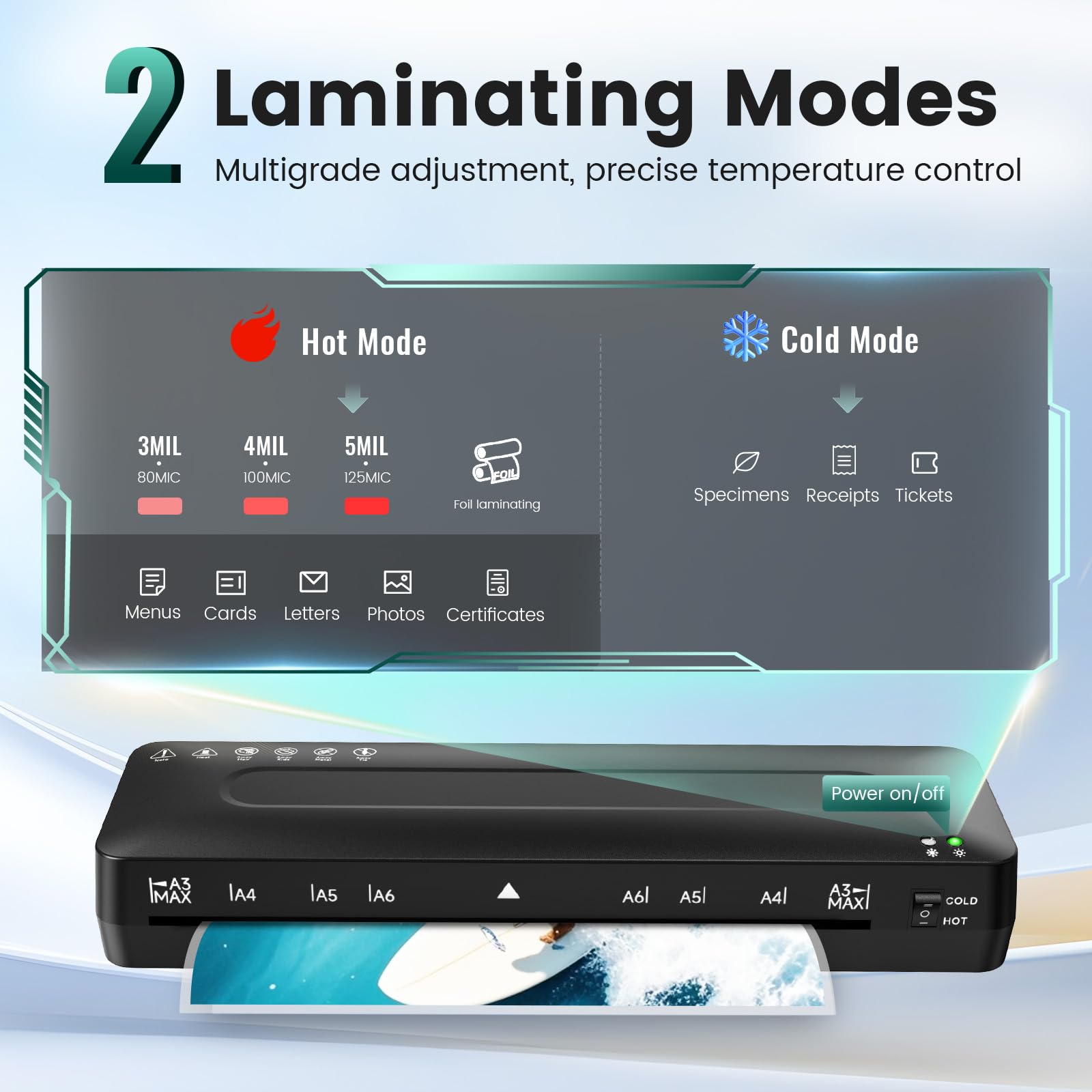 Laminator Machine A3 Laminating Machine - 13 Inches Cold and Thermal Laminator with 30 Laminating Sheets, 5-in-1 Lamination Machine with Paper Trimmer and Corner Rounder for Home Office School Use