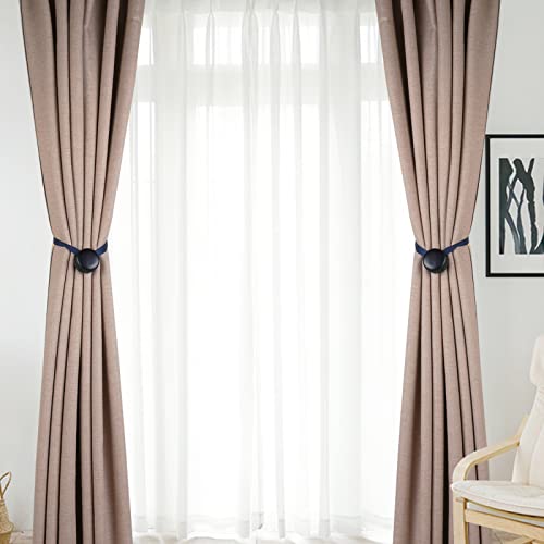 Labupa 2 Pack Macaron Magnetic Curtain Tiebacks, Delicate Pastry Shape Drape Tie Backs Interesting Decorative Curtain Holdbacks for Home Office Cafe and Hotel Window Draperies (Brown)