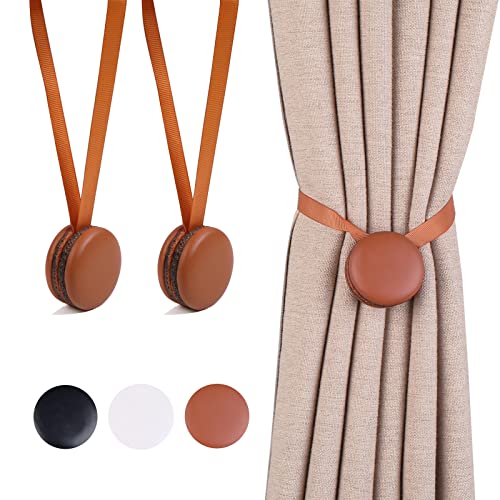 Labupa 2 Pack Macaron Magnetic Curtain Tiebacks, Delicate Pastry Shape Drape Tie Backs Interesting Decorative Curtain Holdbacks for Home Office Cafe and Hotel Window Draperies (Brown)