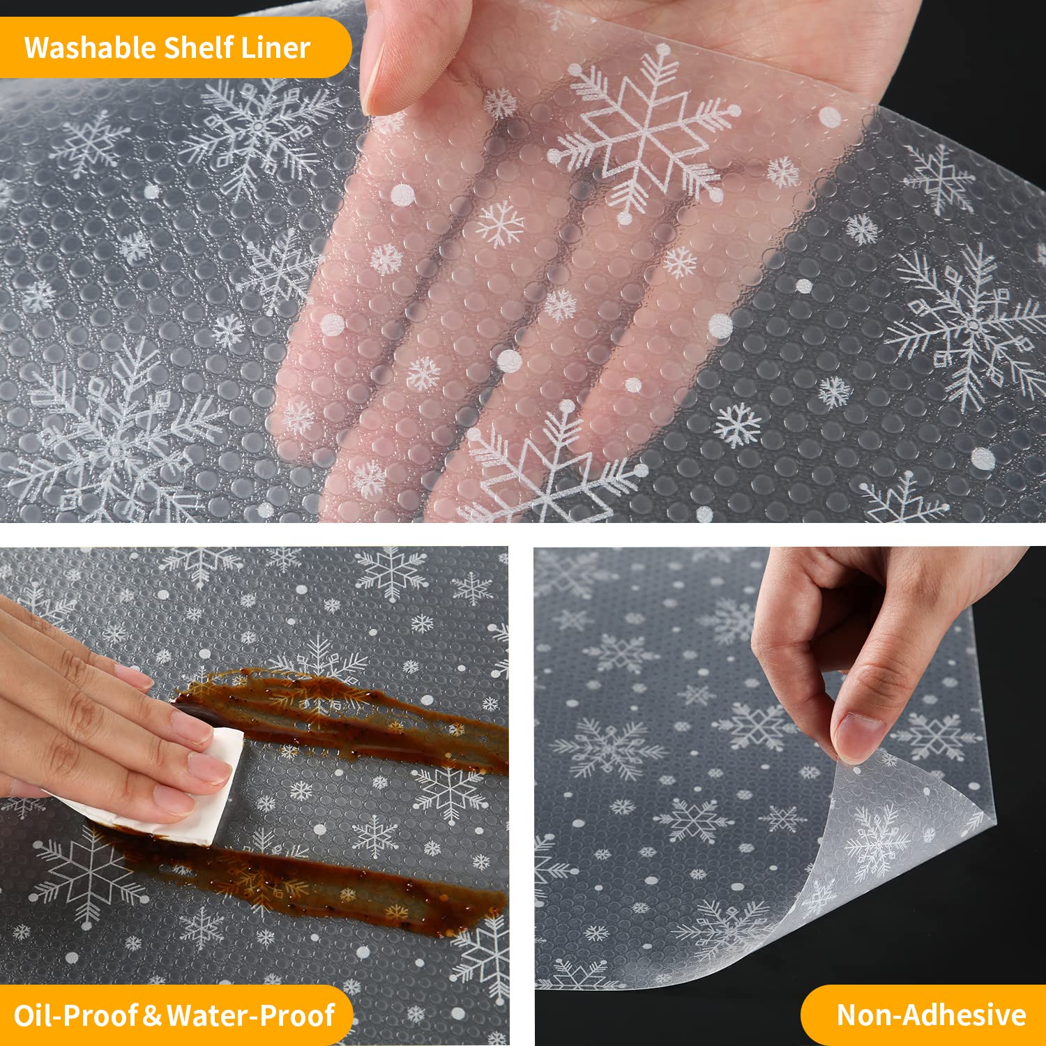 XGOLD Non-Adhesive Non-Slip EVA Shelf Liner Refrigerator Liners Kitchen Cabinet Liner Drawer Mats Clear Liner for Shelves,Cupboard,Closet,Pantry,Table Waterproof Oilproof Washable(17.7 x 118 inch)