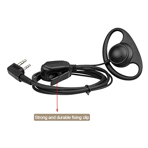 Retevis Walkie Talkie Earpiece with Mic 2 Pin, Earpiece with Double Wire, Compatible RT22 RT21 H-777 RT68 RT19 H-777S RT22S Baofeng UV-5R Arcshell, D Shape Two Way Radio Headset(10 Pack)