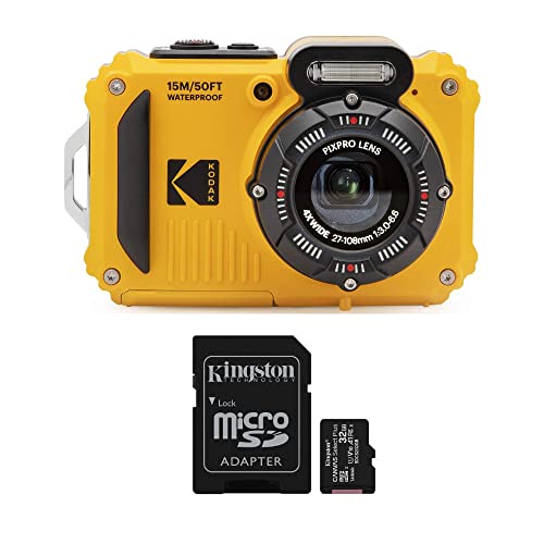 Kodak PIXPRO WPZ2 Rugged Waterproof 16MP Digital Camera with 4X Optical Zoom and Kodak 32GB microSDHC Card with Adapter Bundle (2 Items)