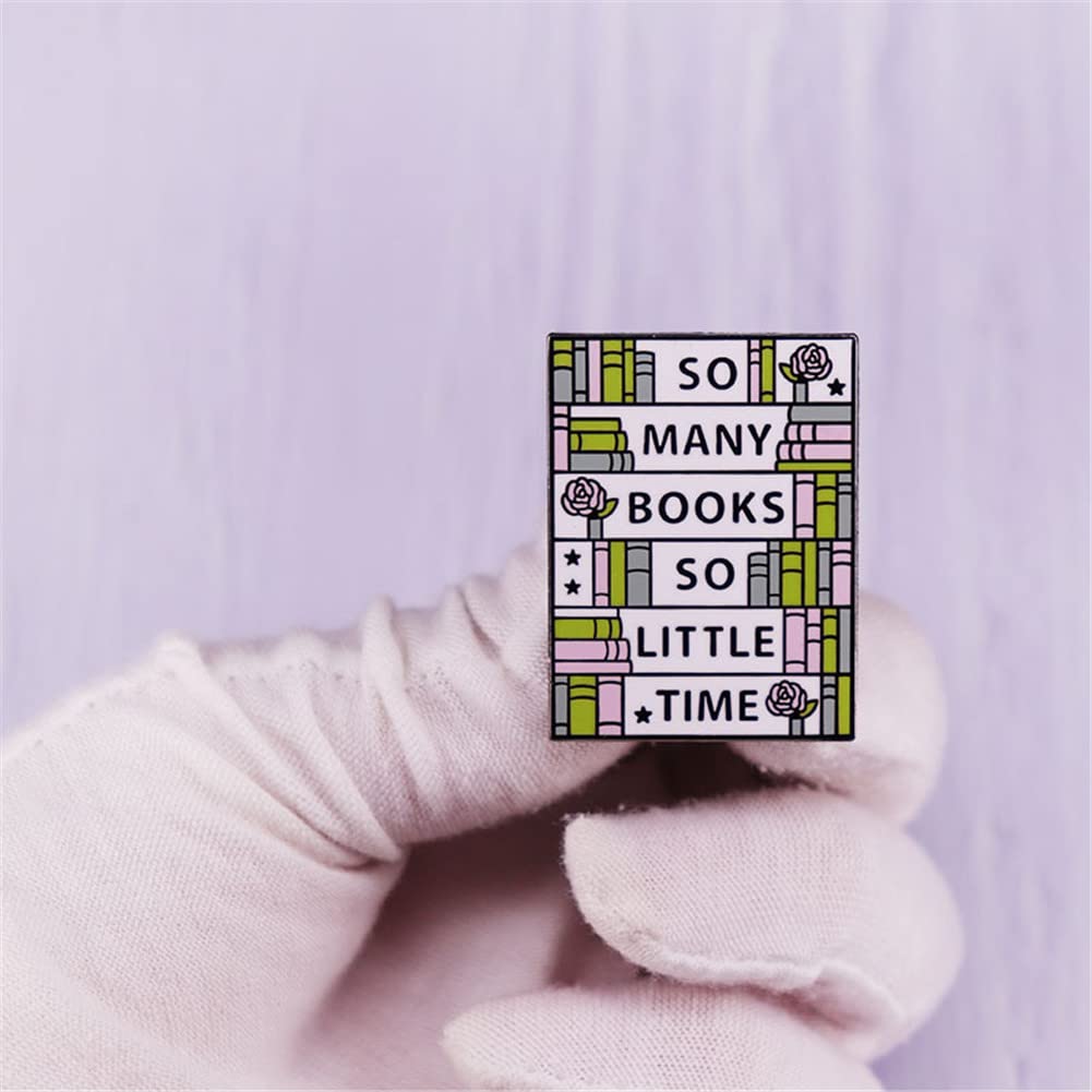 So Many Books, So Little Time Cartoon Bookcase Brooch Originality Lapel Metal Badge Denim Jacket Backpack Pin Given Friends And Fans Gift