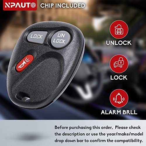 NPAUTO Key Fob Replacement Fits for Chevy Silverado Suburban GMC Sierra 1500 2500 3500 2001-2002 Tahoe Avalanche S10 GMC Sonoma Yukon XL Cadillac Escalade Keyless Entry Remote Control, 15042968,2-Pack