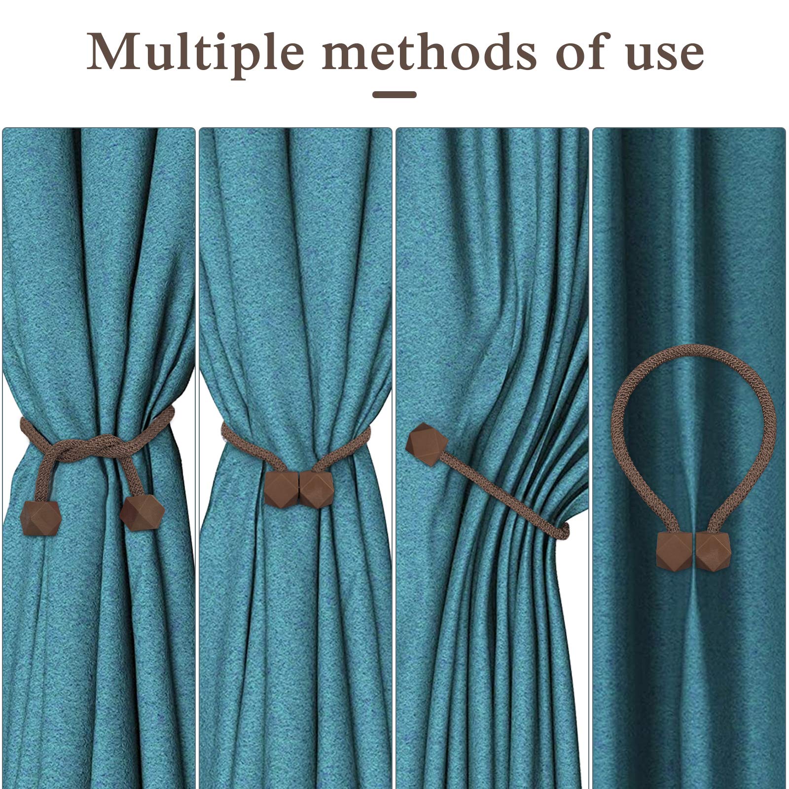 Buyshop 8 PCS Magnetic Curtain Tiebacks, European Style Convenient Drape Tie Backs, Decorative Drape Tie Backs Holdback Holder for Window Draperies，No Tools Required