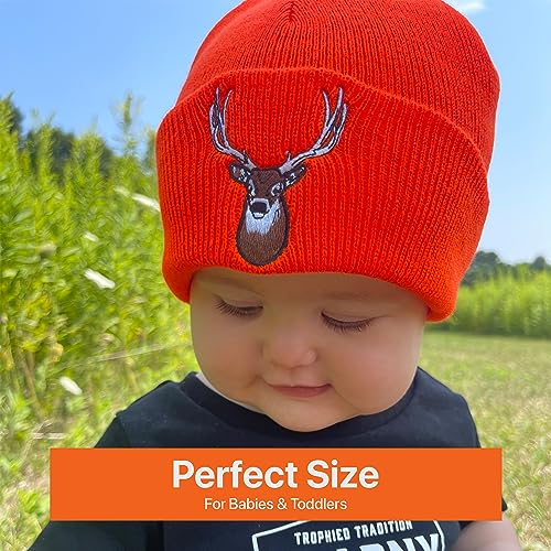 Klarny Outdoors Winter Hat for Kids - Adorable Beanie for Babies | Knitted Skullcap for Boys & Girls | for Ages 0-36 Months Blaze Orange