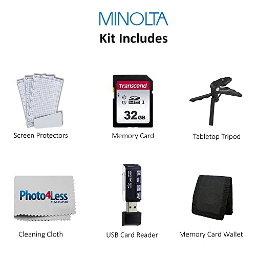 Minolta MN53 Digital Camera (Red) + 32GB SD Memory Card + Tri-fold Memory Card Wallet + Table Tripod Hand Grip + Hi-Speed SD USB Card Reader
