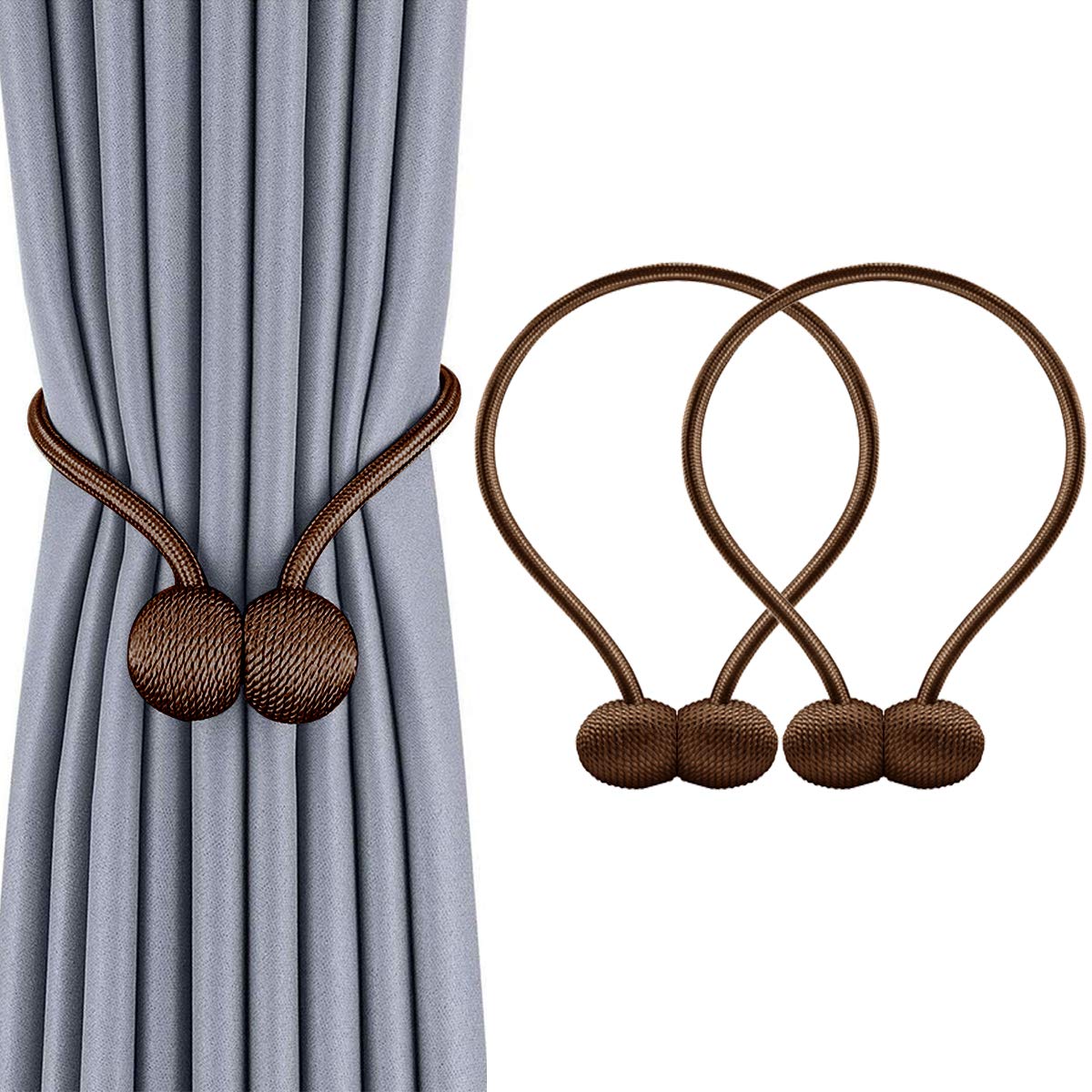 IHClink Window Curtain Tiebacks Clips VS Strong Magnetic Tie Band Home Office Decorative Drapes Weave Holdbacks Holders European Style 1 Pair